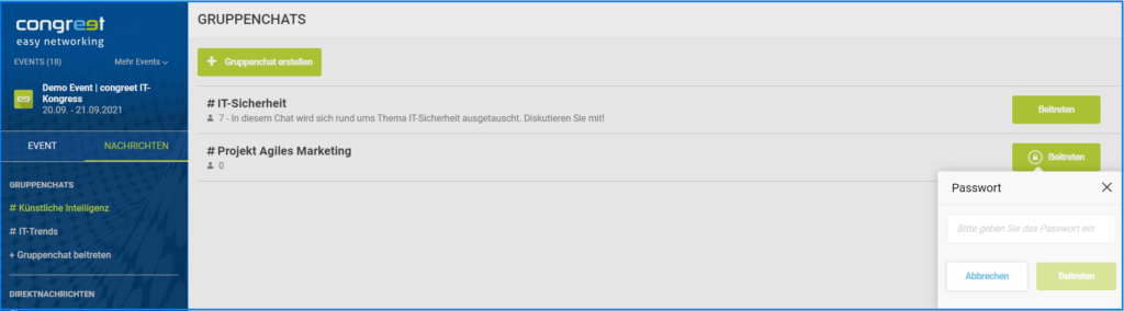 Gruppenchat – congreet Help Center